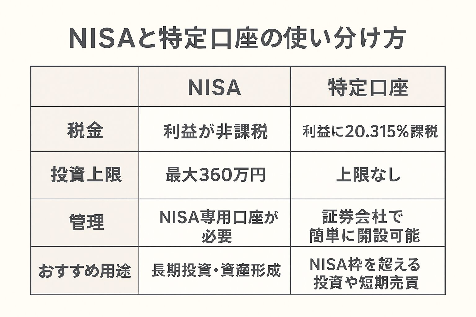 【超初心者向け】NISAと特定口座の使い分け方｜FPがわかりやすく解説 - ちはやふる